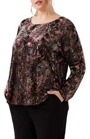 Karen Kane Velvet Burnout Shirttail Top