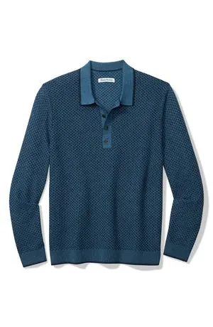 Tommy Bahama Coolside Valley Long Sleeve Polo Sweater - Coastline