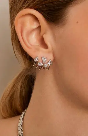 MELANIA CLARA Geometric Cubic Zirconia Layered Earrings