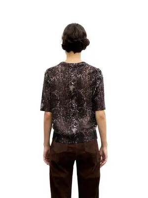 Gerard Darel Rosa Animal Print Fine Wool Sweater