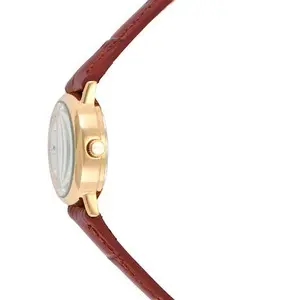 PEUGEOT Round Case Leather Watch 27mm - Brown