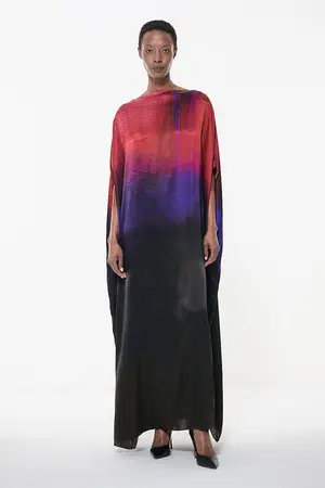 LEEM Gradient Printed Silk Kaftan - Multicolor
