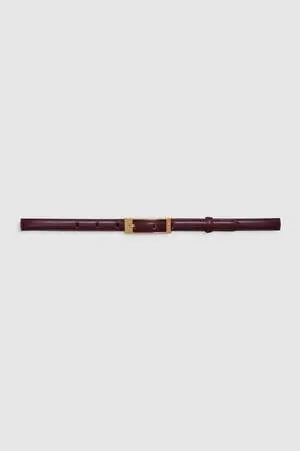 ANINE BING ANINE BING Smooth Leather Slim Belt With Gold Tone Buckle Fig
