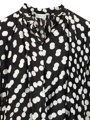 Dries Van Noten Polka Dot Jacquard Satin Draped Blouse