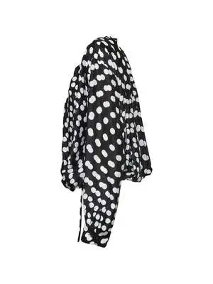 Dries Van Noten Polka Dot Jacquard Satin Draped Blouse