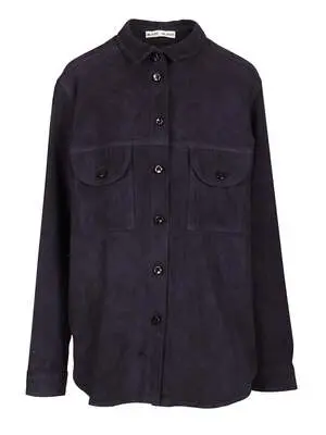 BLAZÉ MILANO Suede Shirt With Patch Pockets - Blue