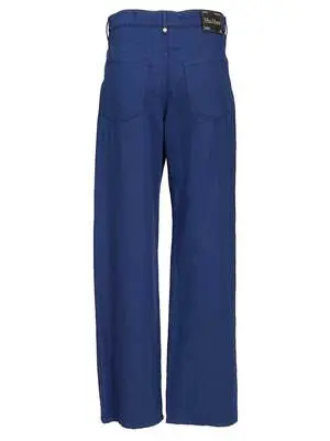 Max Mara Cotton And Linen Drill Trousers - Blue