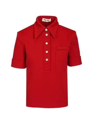Miu Miu Technical Jersey Polo Shirt - Red