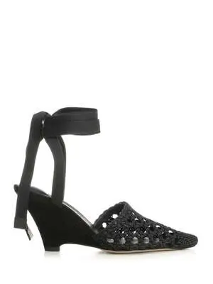 Jacquemus High Espadrille Mules With Ankle Laces - Black