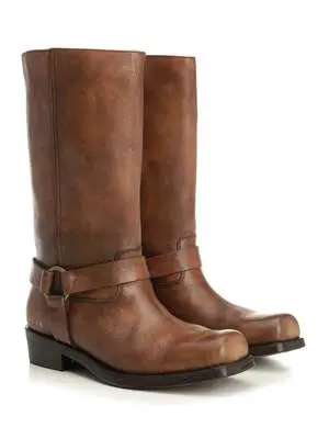 GOLDEN GOOSE High Leather Biker Boots With Buckle Detail