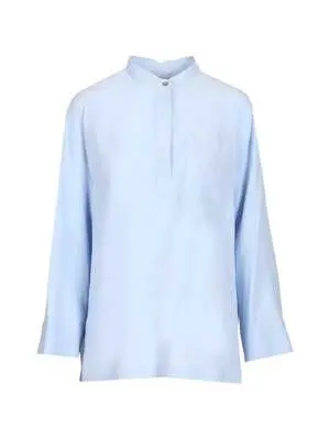 Max Mara Mandarin Collar Long Sleeve Linen Shirt