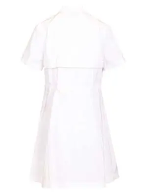 Burberry Cotton Poplin Dress With Check Drawstring - White