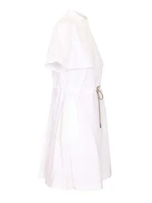 Burberry Cotton Poplin Dress With Check Drawstring - White