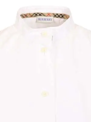 Burberry Cotton Poplin Dress With Check Drawstring - White