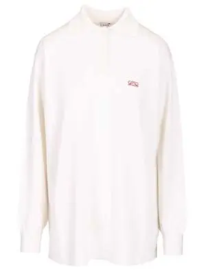 Loewe Cashmere And Silk Blend Polo Shirt With Double L Embroidery - White