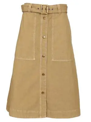 Moncler Cotton Midi Skirt With Belt - Cream