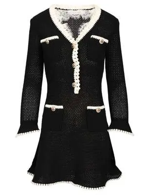 SELF-PORTRAIT Mini Abito In Maglia - Black