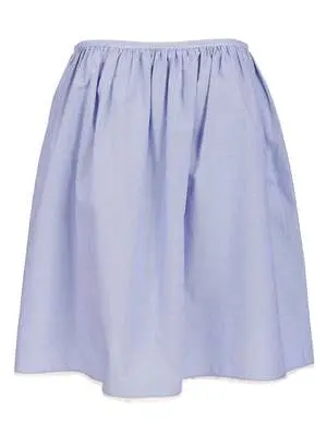 Miu Miu Flared Gingham Skirt With Embroidered Hem And Logo