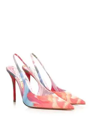 CHRISTIAN LOUBOUTIN Miss Z" Sling Back Pumps In Peonies Print Fabric - Multicolor