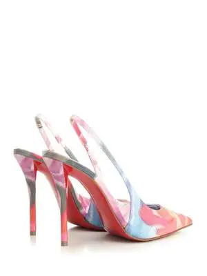 CHRISTIAN LOUBOUTIN Miss Z" Sling Back Pumps In Peonies Print Fabric - Multicolor