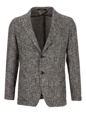 Tagliatore Prince Of Wales Alpaca Blazer - Black