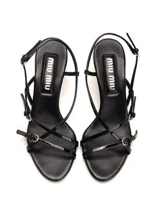 Miu Miu Patent Leather Strappy Kitten Heel Sandals