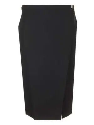 Givenchy Grain De Poudre Wool Midi Skirt With 4g Hardware