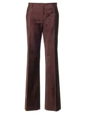 FORTE_FORTE Cotton Viscose Stretch Velvet Trumpet Shaped Pants - Brown