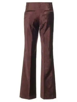 FORTE_FORTE Cotton Viscose Stretch Velvet Trumpet Shaped Pants - Brown