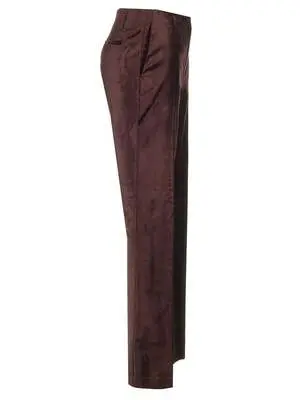 FORTE_FORTE Cotton Viscose Stretch Velvet Trumpet Shaped Pants - Brown