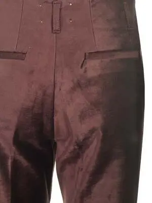FORTE_FORTE Cotton Viscose Stretch Velvet Trumpet Shaped Pants - Brown