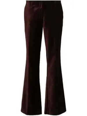 FORTE_FORTE Cotton Viscose Stretch Velvet Trumpet Shaped Pants - Brown