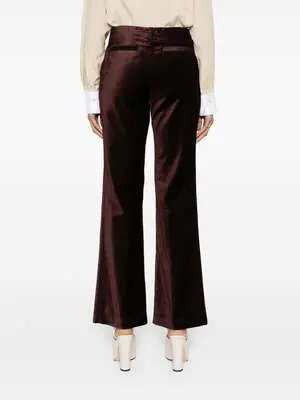 FORTE_FORTE Cotton Viscose Stretch Velvet Trumpet Shaped Pants - Brown
