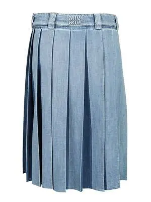 Miu Miu Pleated Denim Skirt