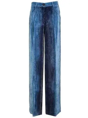 FORTE_FORTE Degradé Denim Velvet Wide Leg Pants - Blue