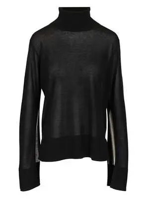 TOTEME Turtleneck With Sleeve Slits In Lyocell And Cashmere
