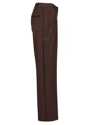 Off-White Wool Wide Leg Trousers With Tonal Side Band