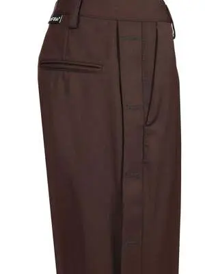 Off-White Wool Wide Leg Trousers With Tonal Side Band