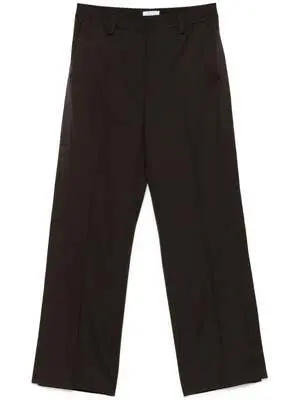 Off-White Wool Wide Leg Trousers With Tonal Side Band