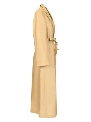 Max Mara Linen And Silk Blend Overcoat With Belt - Gold