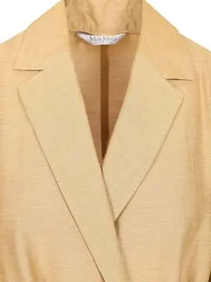 Max Mara Linen And Silk Blend Overcoat With Belt - Gold