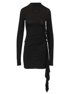 Off-White Sec Skin Draped Mini Dress Ls Bl - Black