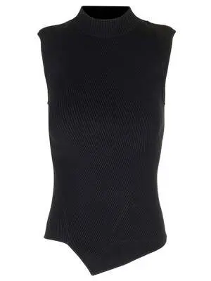 TOTEME Asymmetric Knit Top White - Black