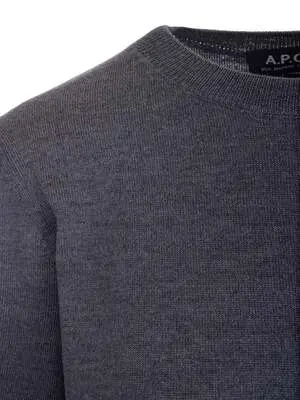 A.p.c. Charcoal Wool Crew Neck Pullover