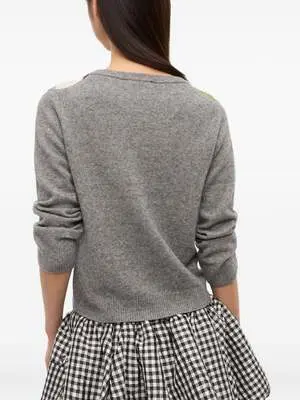 GANNI Argyle Merino Wool & Cashmere Cardigan - Gray