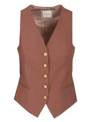Tagliatore Gaelle Wool Canvas Waistcoat With Gold Padded Buttons