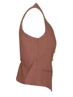 Tagliatore Gaelle Wool Canvas Waistcoat With Gold Padded Buttons