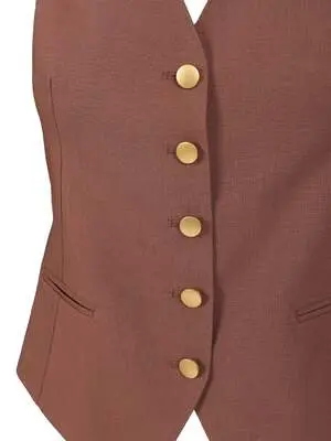 Tagliatore Gaelle Wool Canvas Waistcoat With Gold Padded Buttons