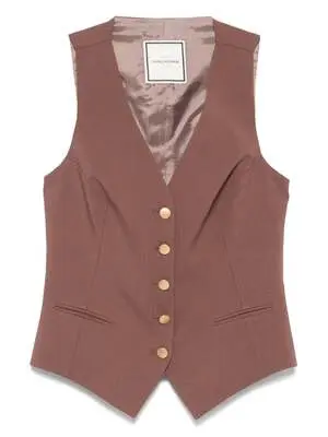 Tagliatore Gaelle Wool Canvas Waistcoat With Gold Padded Buttons