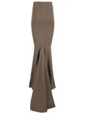 Rick Owens Taupe Knit Midi Skirt